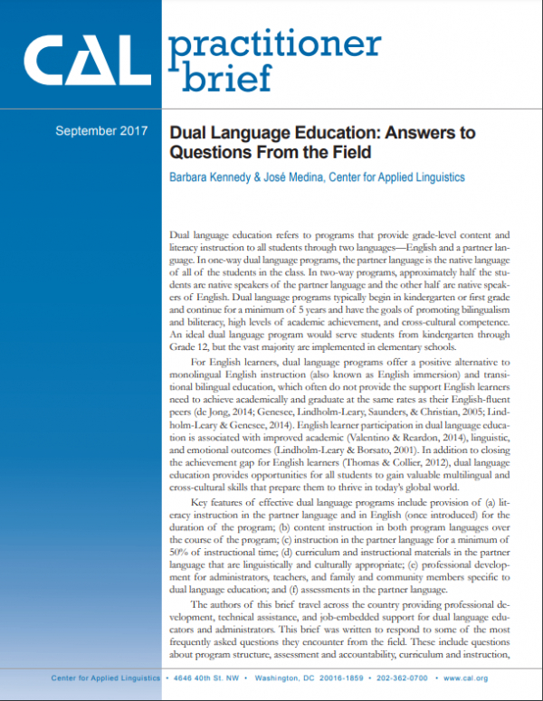 Dual Language Education: Answers to Questions From the Field - Center ...